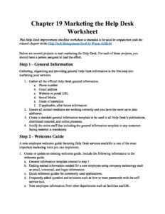 Chapter 19 Marketing the Help Desk Worksheet - Help Desk Management ...