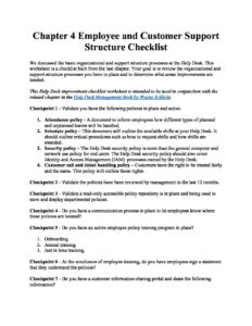 Chapter 4 Employee and Customer Support Structure Checklist - Help Desk ...
