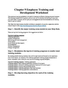 Chapter 9 Employee Training and Development Worksheet - Help Desk ...